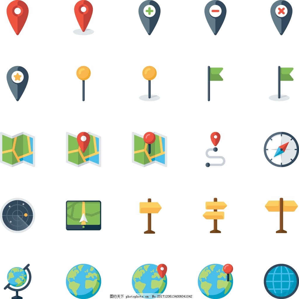 25款地图icon素材图片_多色图标_ICON图标-图行天下素材网