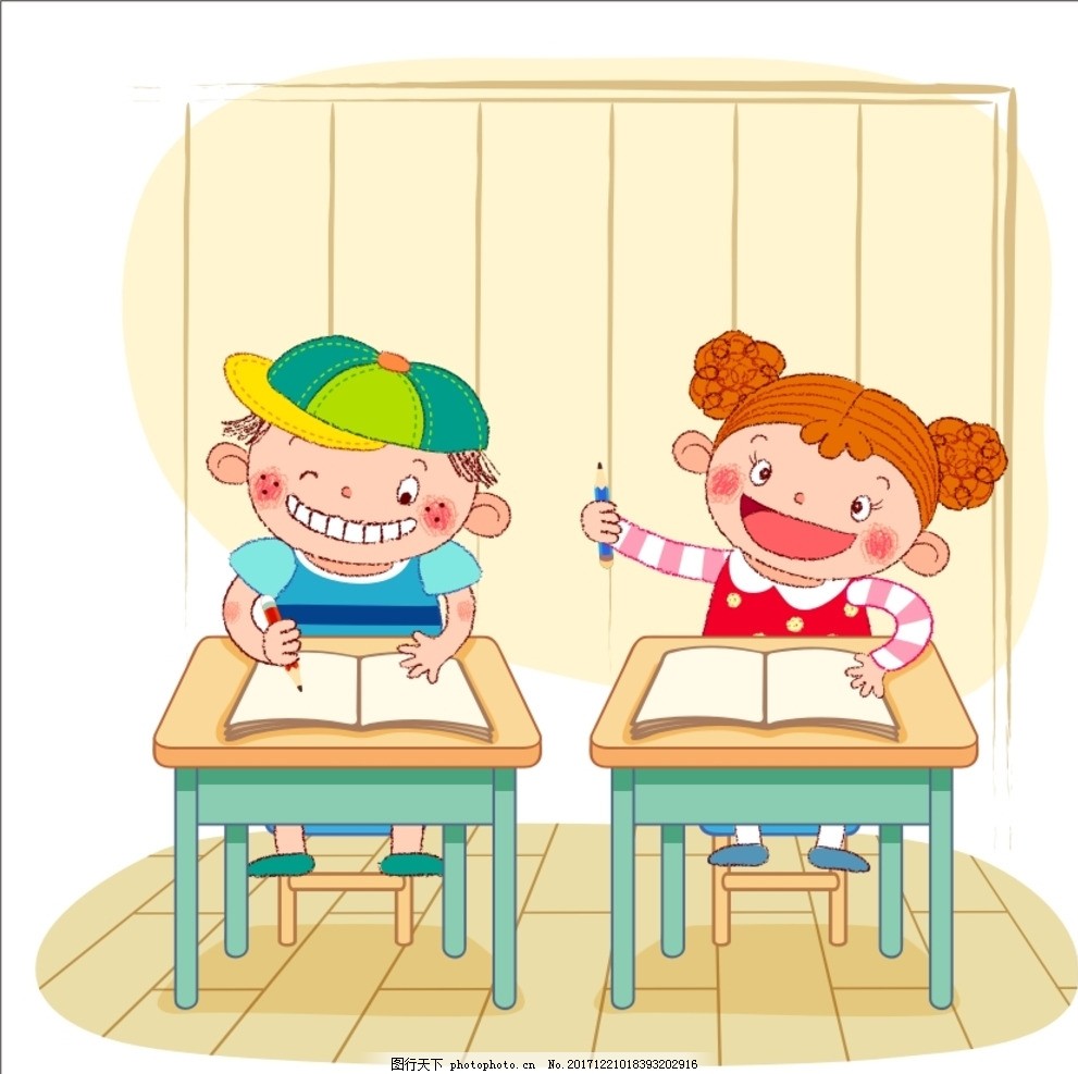 学生写字卡通图片_动漫卡通_插画绘画-图行天下素材网